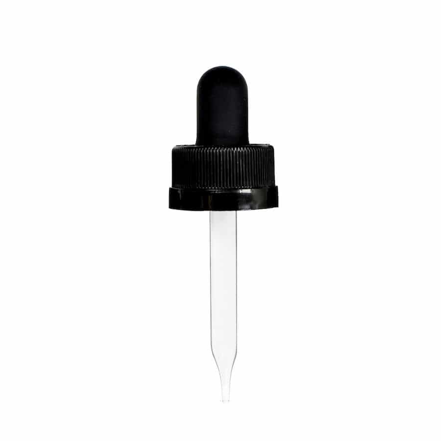 18-400 Black PP Plastic Ribbed Skirt Dropper with 65mm Straight Glass ...