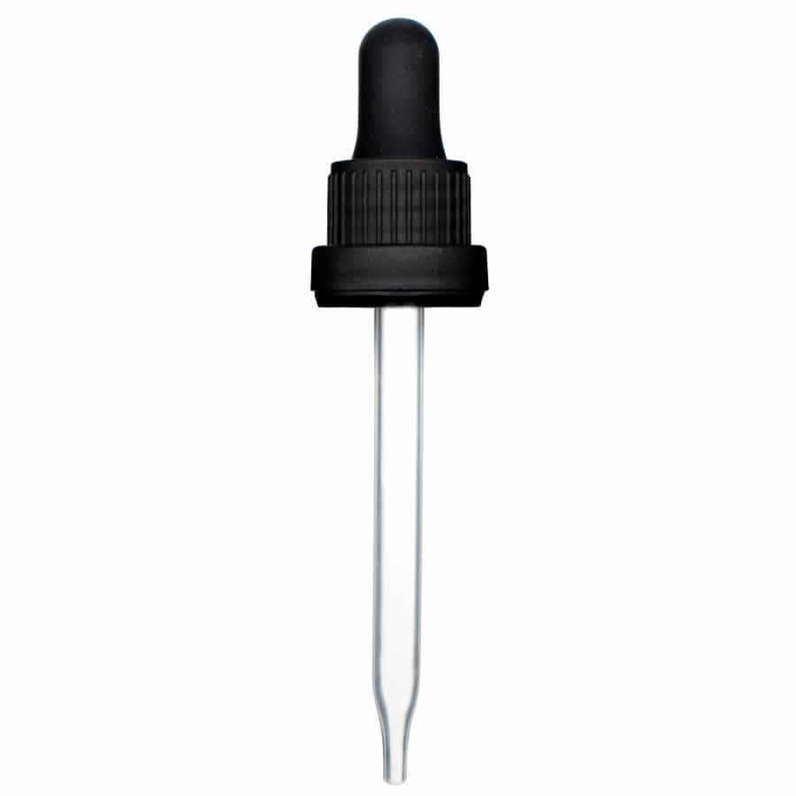1 Oz Black Graduated Glass Dropper With Tamper Evident Seal