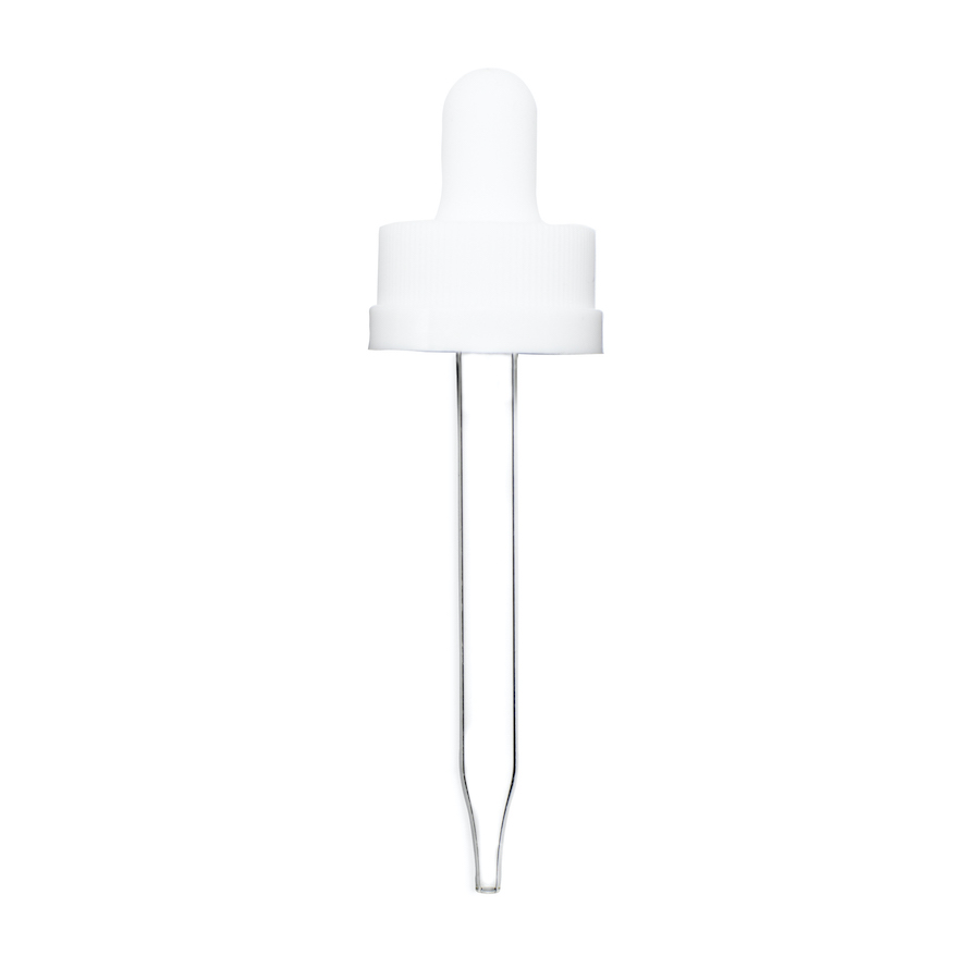 20-400 White PP Plastic Child Resistant Dropper with 76 mm Straight Glass Pipette | FH Packaging