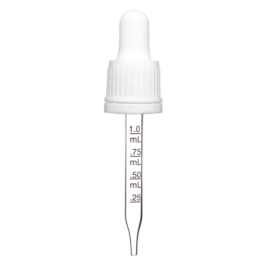 18-415 White PP Plastic Tamper Evident Ribbed Skirt Dropper with 77mm ...