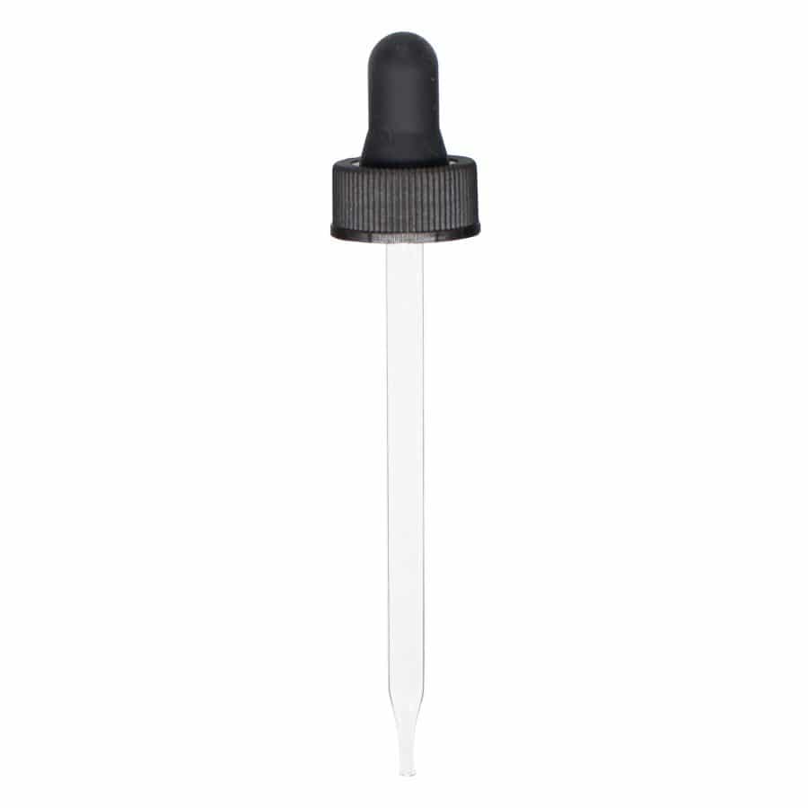 22-400 Black PP Plastic Ribbed Skirt Dropper with 110 mm Straight Glass ...