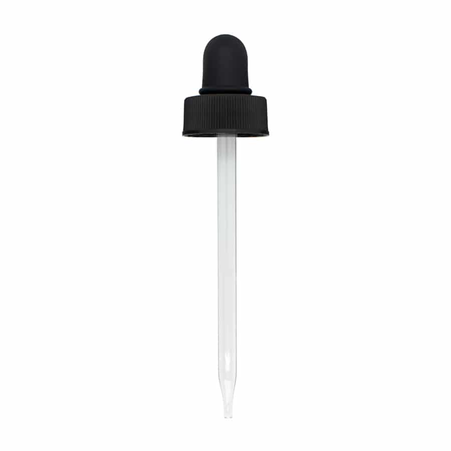 24-400 Black PP Plastic Ribbed Skirt Dropper with 110 mm Straight Glass ...
