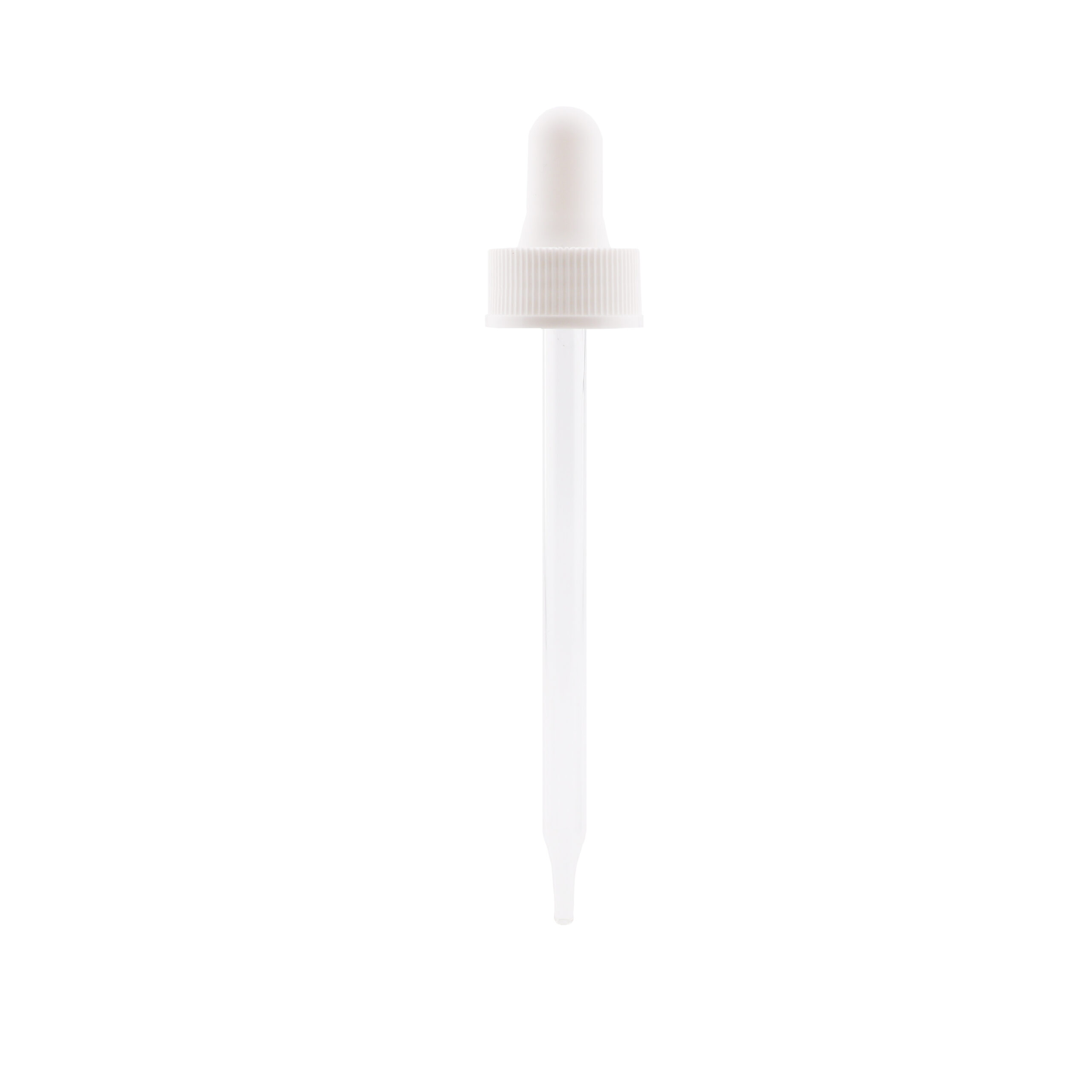 22-400 White PP Plastic Ribbed Skirt Dropper with 110 mm Straight Glass ...